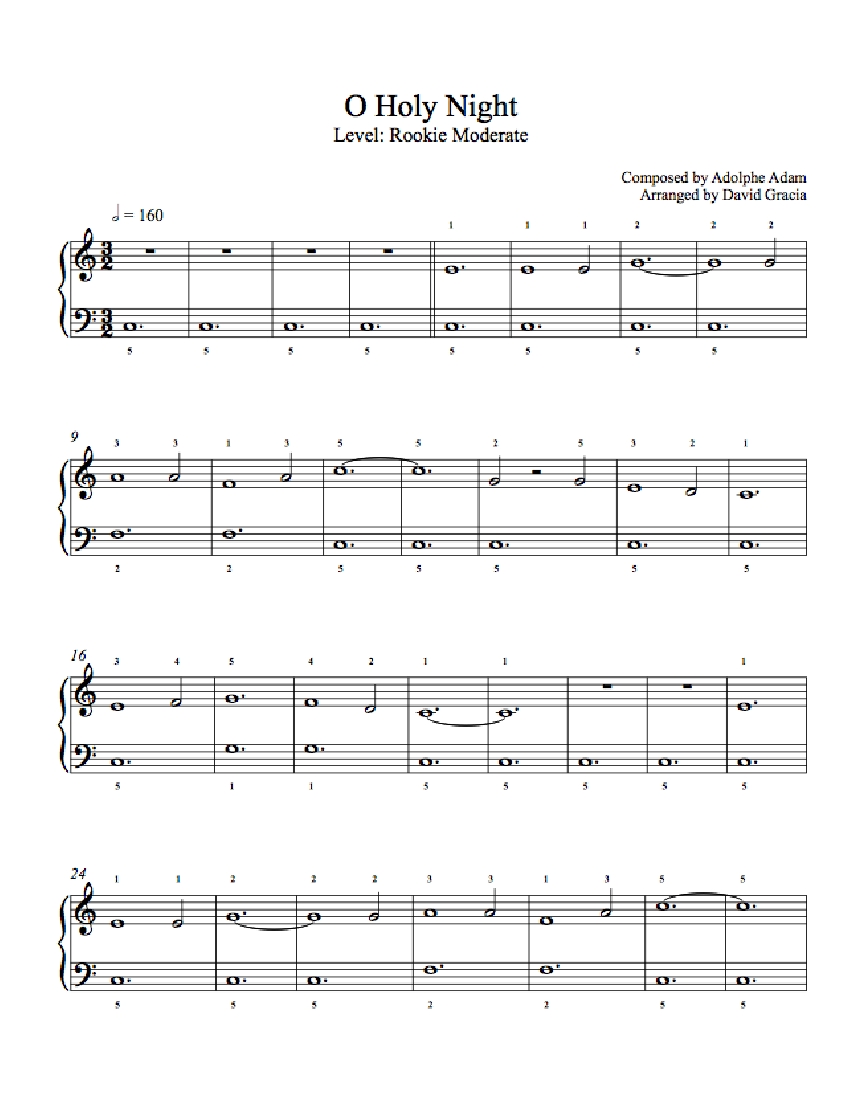 O Holy Night by Traditional Piano Sheet Music | Rookie Level