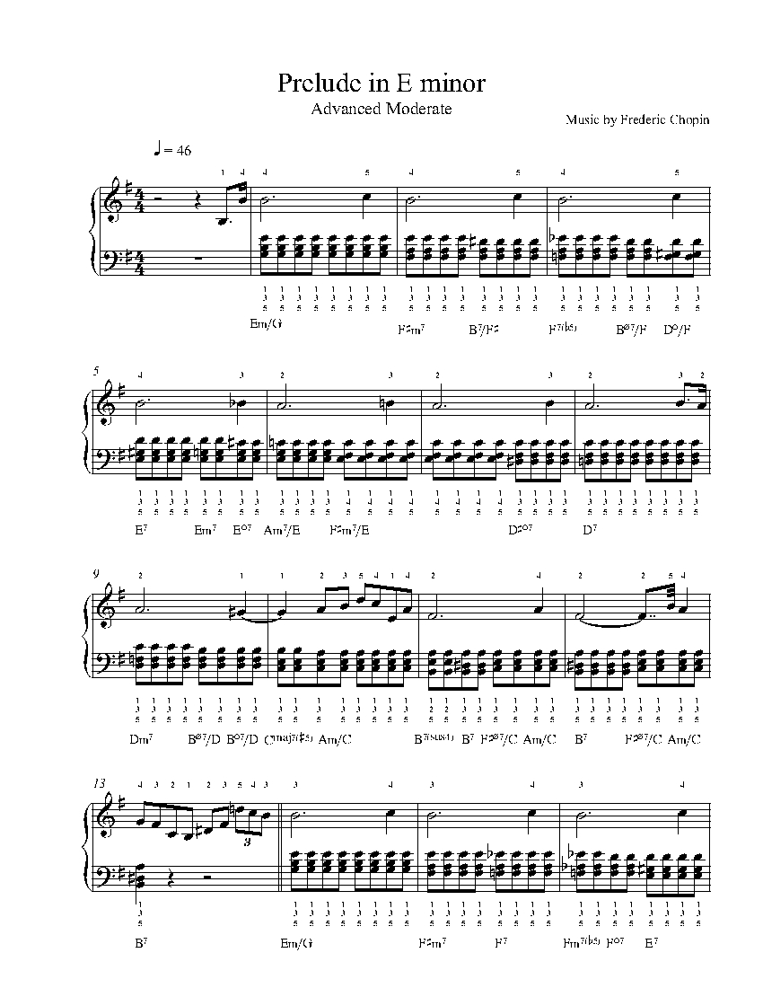 Prelude in E minor by Frederic Chopin Piano Sheet Music | Advanced Level