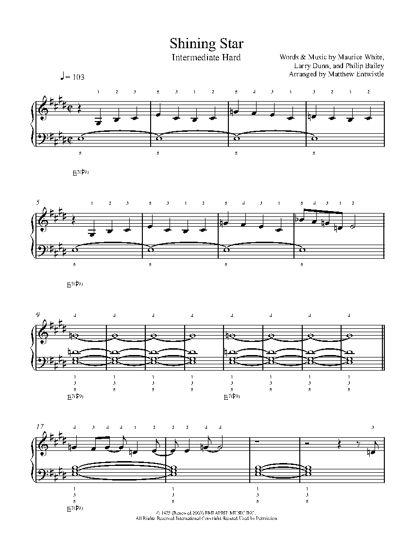 Shining Star by Earth, Wind & Fire Piano Sheet Music | Intermediate Level