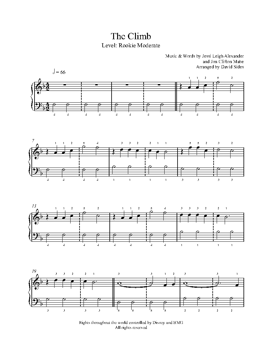 The Climb by Miley Cyrus Piano Sheet Music | Rookie Level
