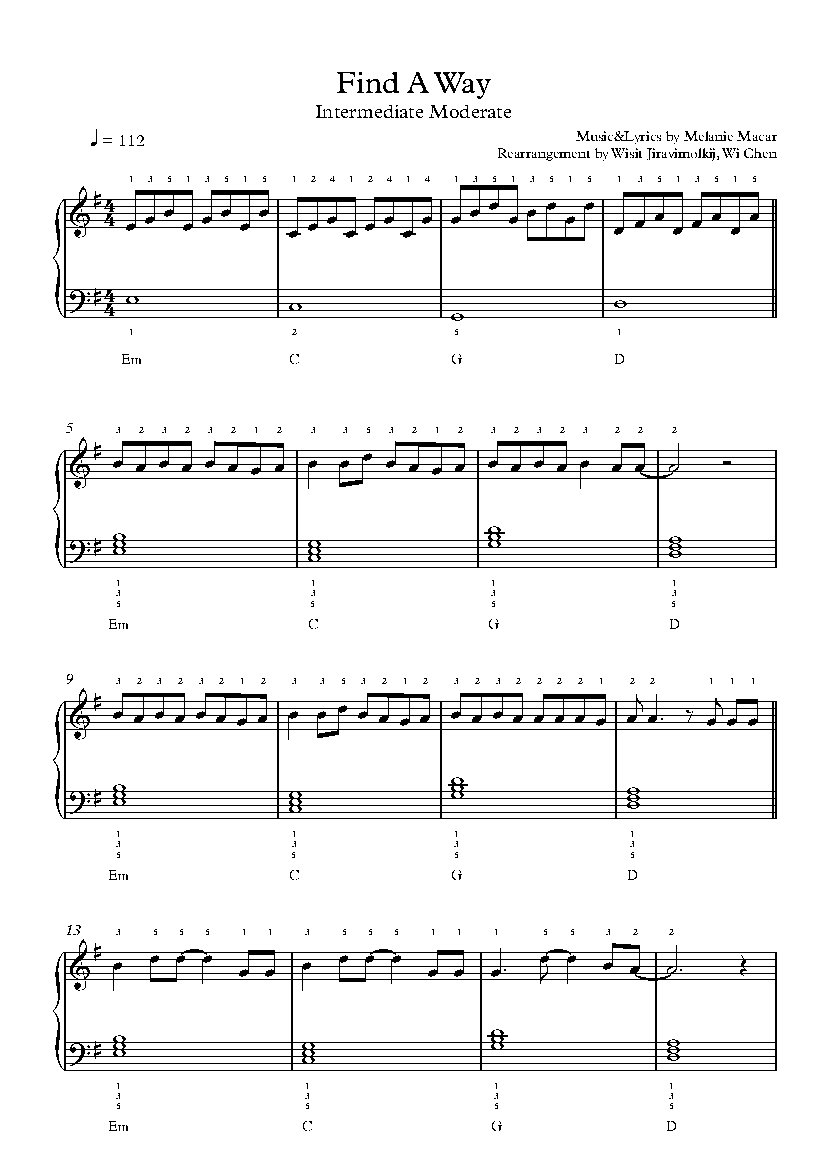 Find A Way by Melanie Sheet Music & Lesson | Intermediate Level