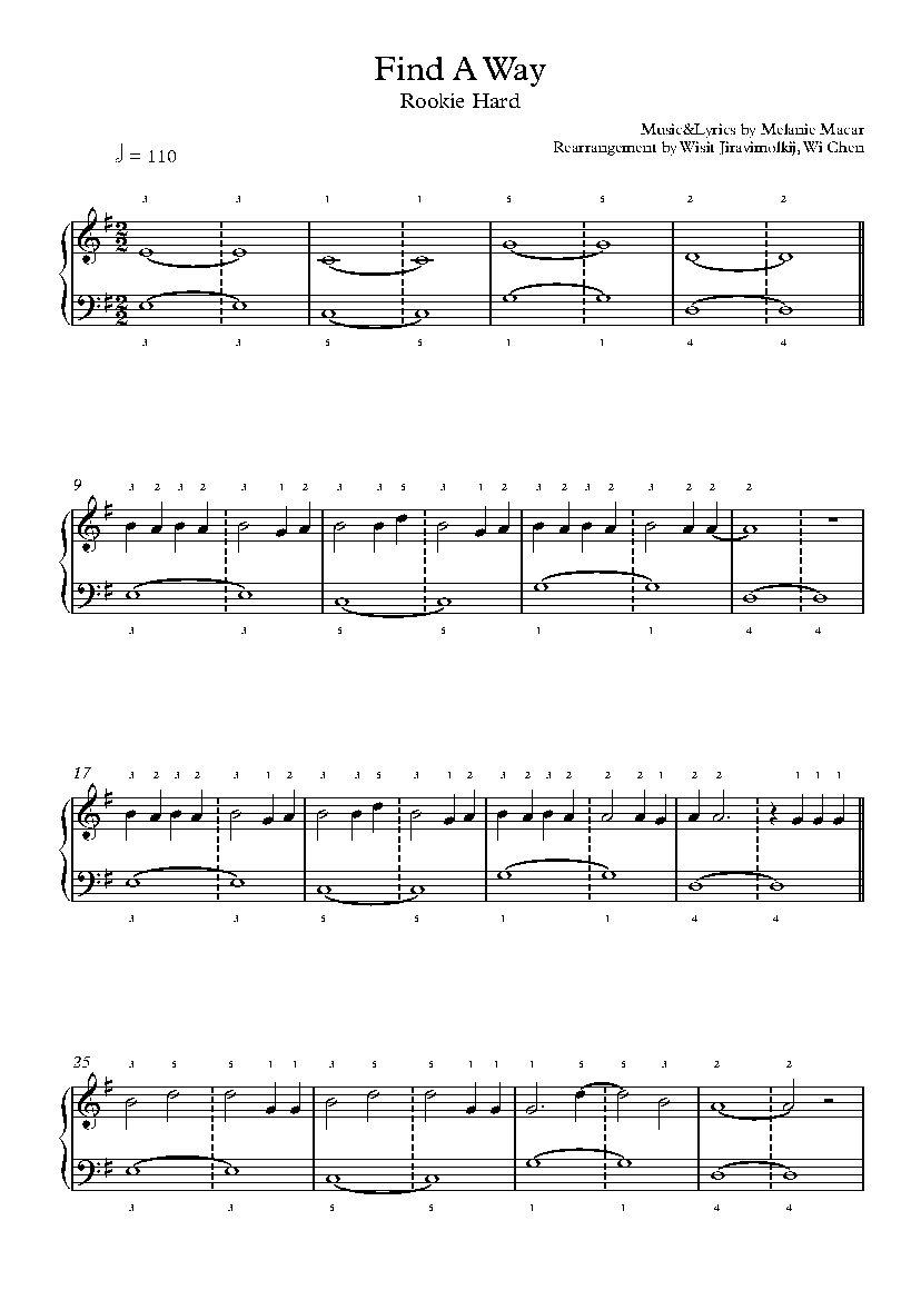 Find A Way by Melanie Sheet Music & Lesson | Rookie Level
