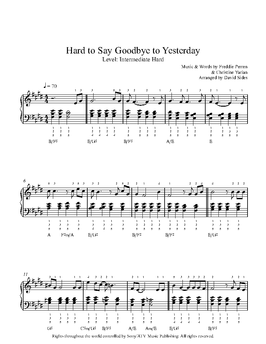 It's So Hard To Say Goodbye To Yesterday by Boyz II Men Piano Sheet Music | Intermediate Level