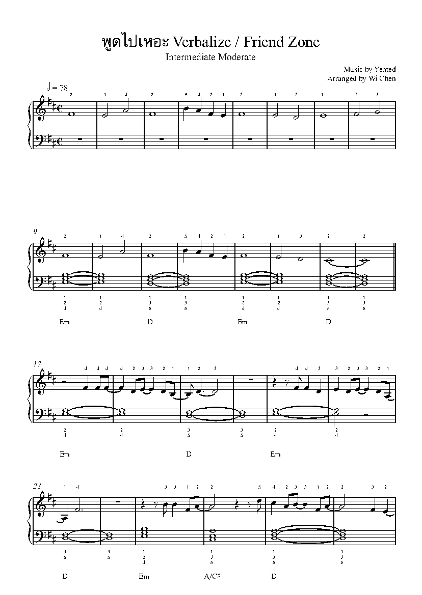 พูดไปเหอะ Verbalize by Yented Sheet Music & Lesson | Intermediate Level
