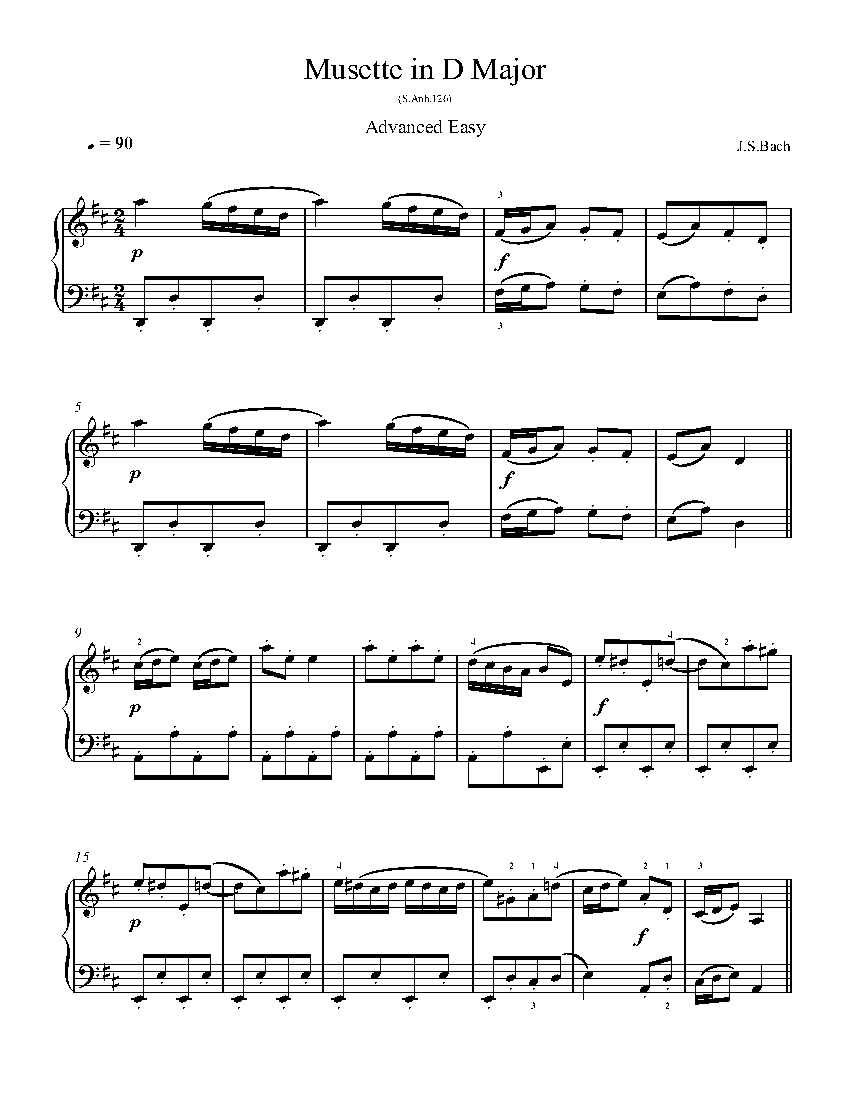 Musette in D Major (S.Anh.126) by J.S. Bach Sheet Music & Lesson ...